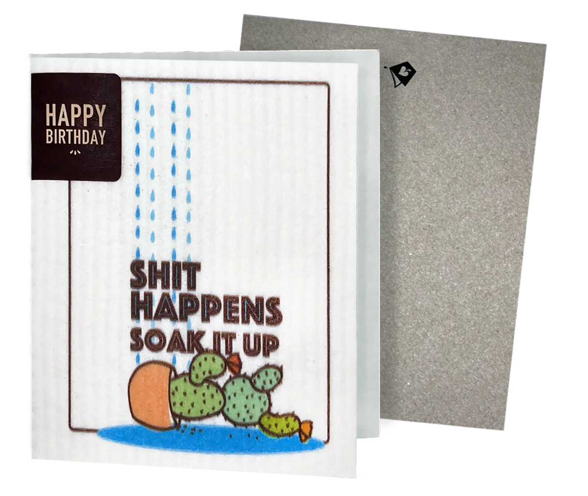 Sh*t Happens Soak iT Up Cactus Clards—Greetings that Clean Up – the ...